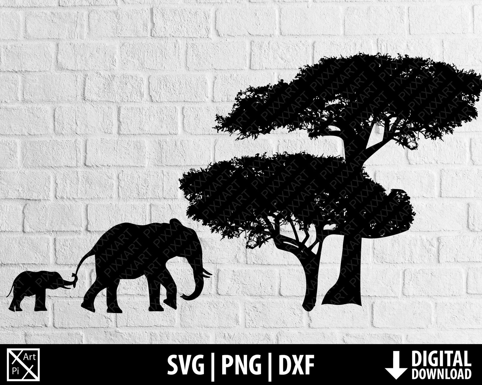 Elephants Svg Mom Baby Svg African Trees Svg Safari Png Dxf - Etsy
