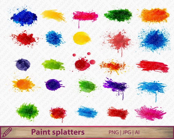 Paint splatters png printable colorful grunge paint stains | Etsy