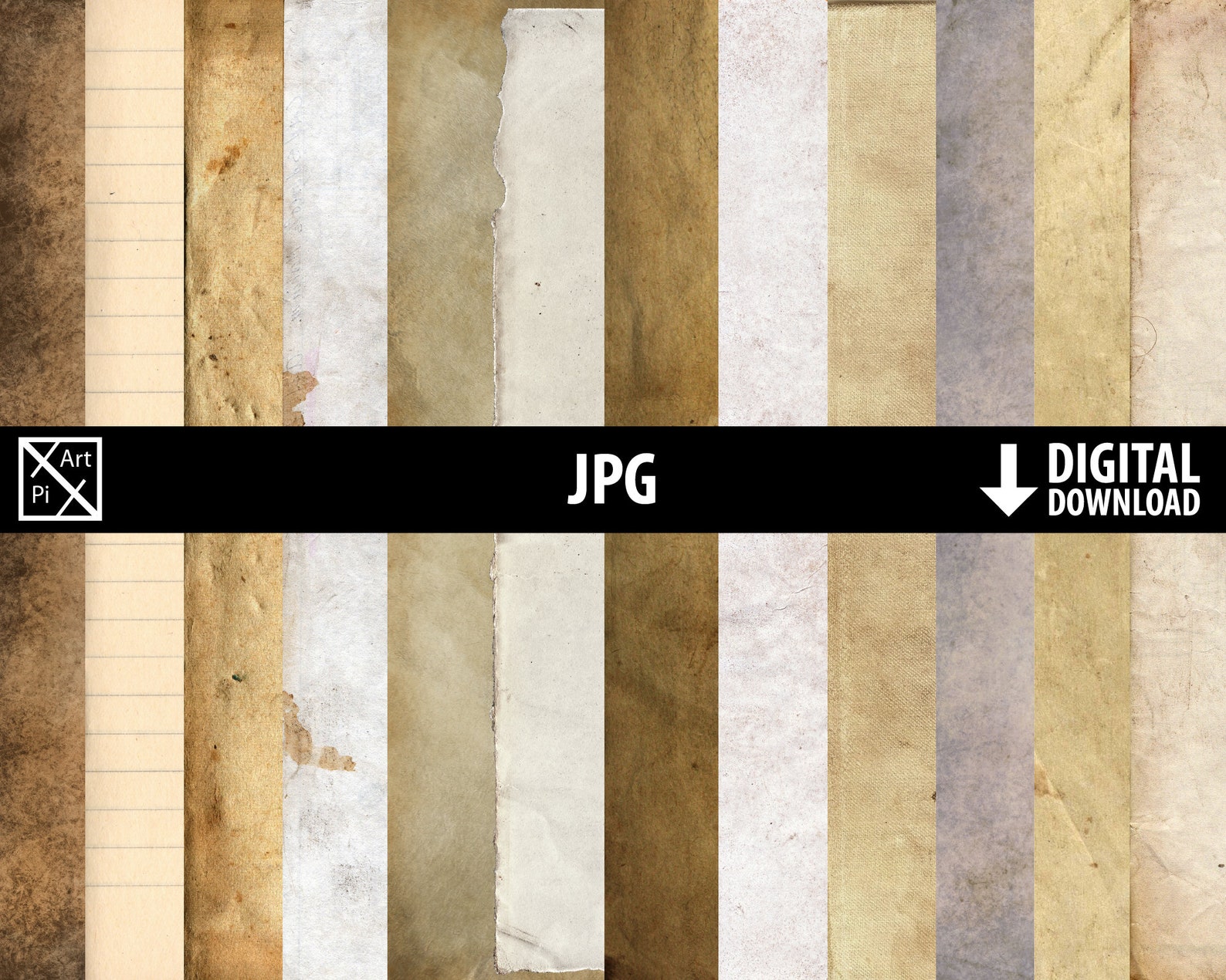 Vintage Digital Paper, Old Paper Parchment for Scapbooking, Distressed ...