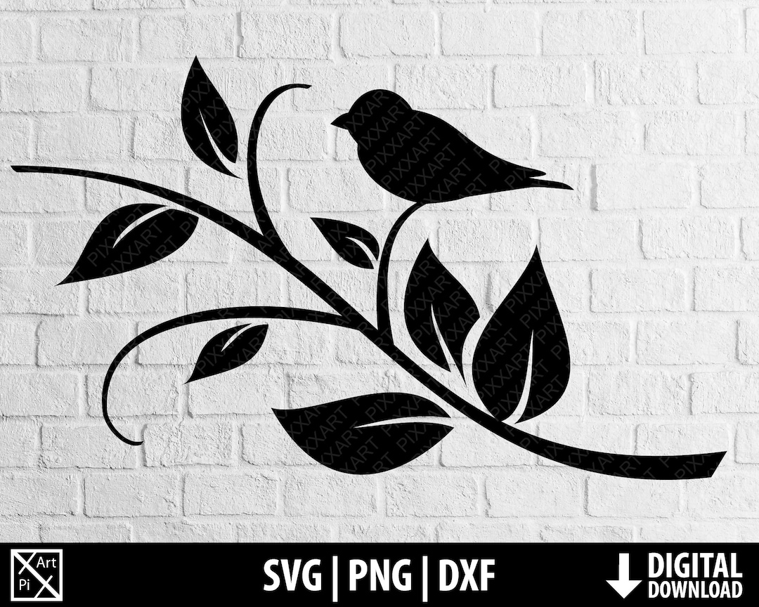 Bird Svg, Bird on Branch Svg Dxf Png, Bird in Tree Clipart, Printable ...