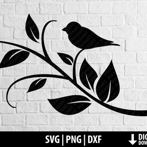 Bird Svg, Bird on Branch Svg Dxf Png, Bird in Tree Clipart, Printable ...