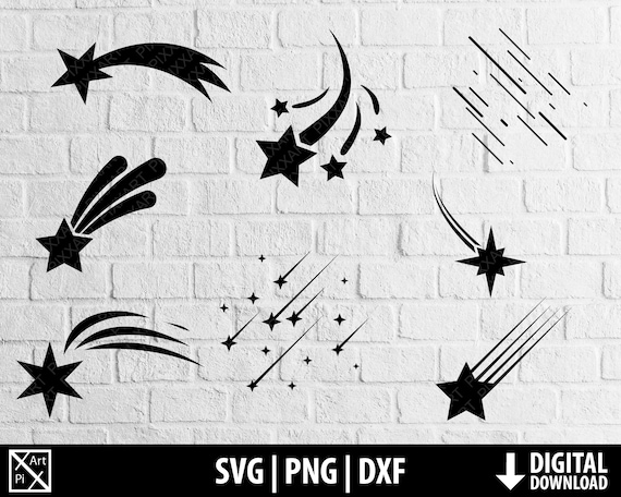 Star svg silueta estrella fugaz png dxf clipart estrellas | Etsy