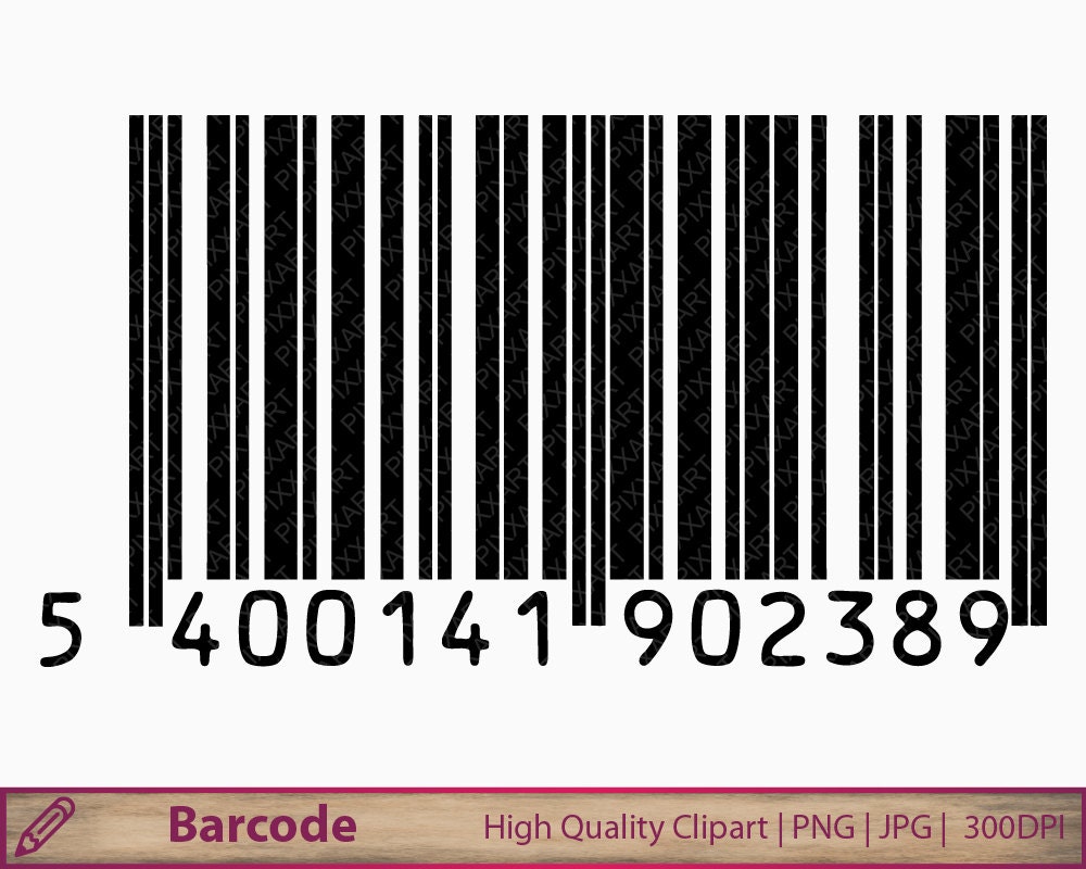 Barcode clipart bar code clip art digital barcode | Etsy