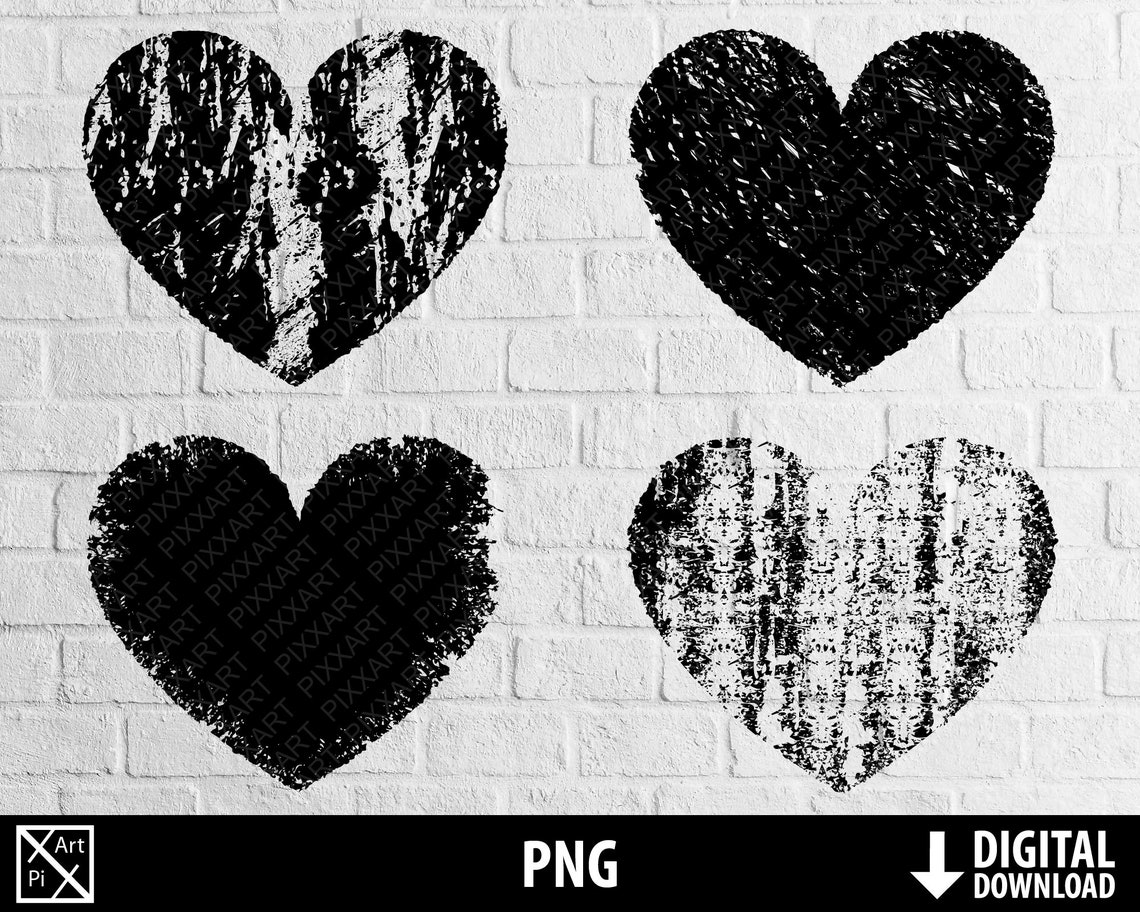 Grunge Hearts Png, Distressed Heart Frames Background Png, Printable ...