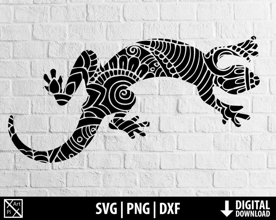Gecko Svg , Mandala Lizard Svg Png Dxf Clipart, Zentangle Reptile ...