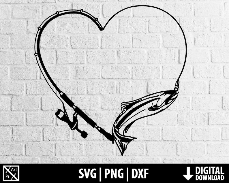Fishing Svg Love Fishing Heart Dxf Png Fishing Line Fish - Etsy Finland