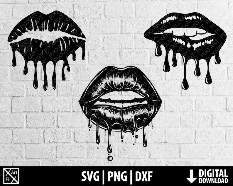 Dripping Lips Svg Lipstick Kiss Svg Sexy Lip Bite Png Etsy