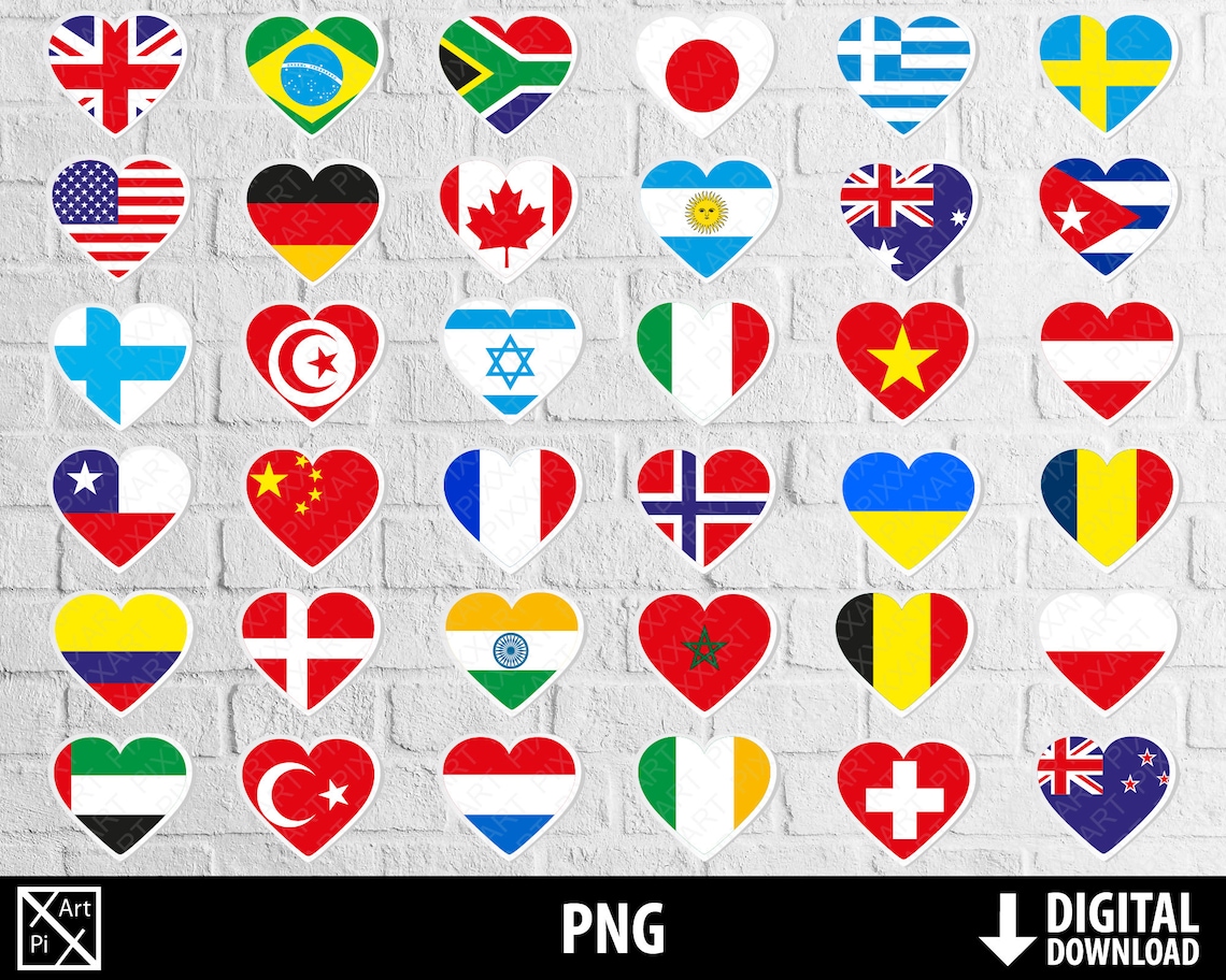 Flags World Png, Heart Europe America Asia Australia Africa Clipart ...
