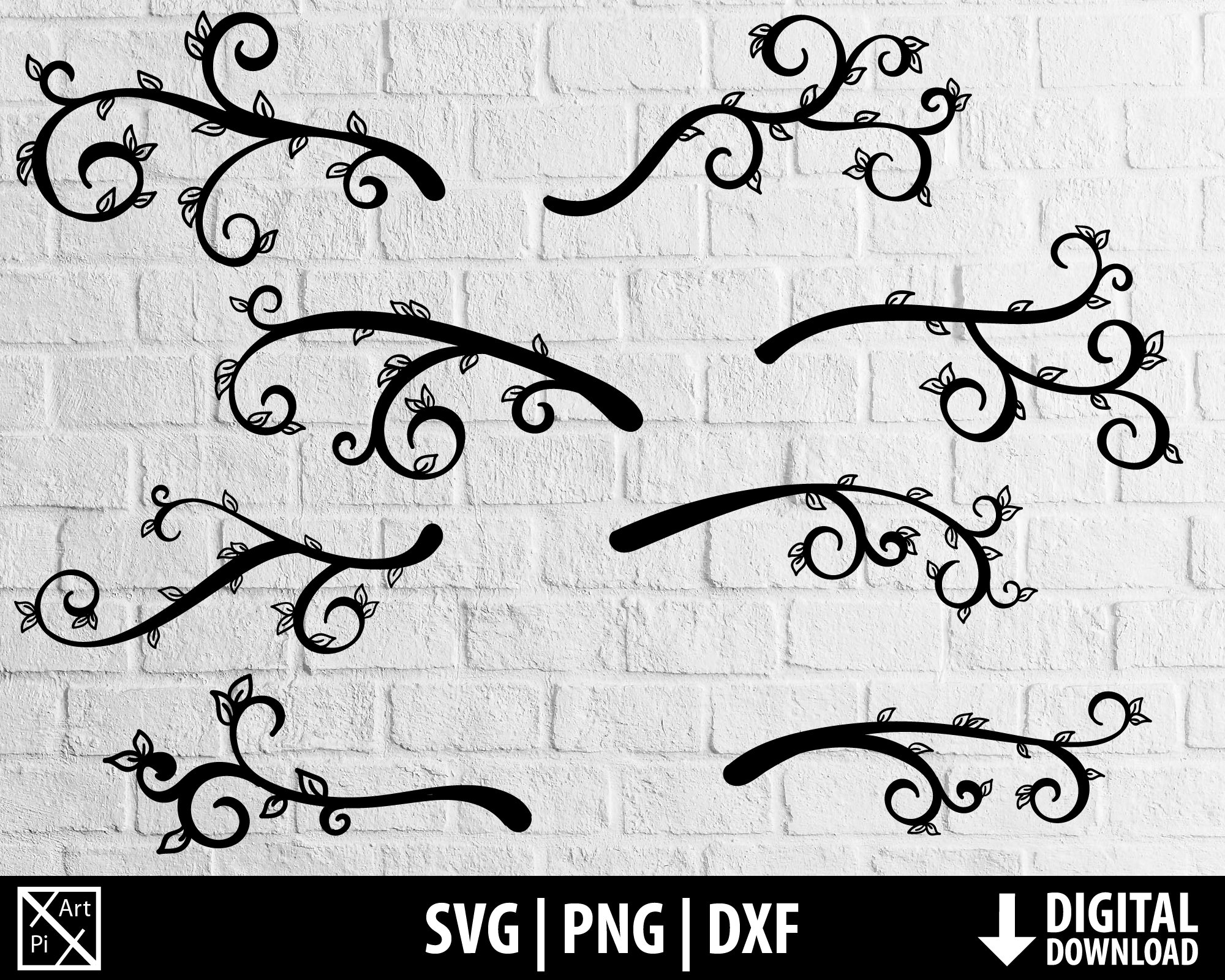 Tree branches svg png dxf tree leaves swirls svg clipart | Etsy
