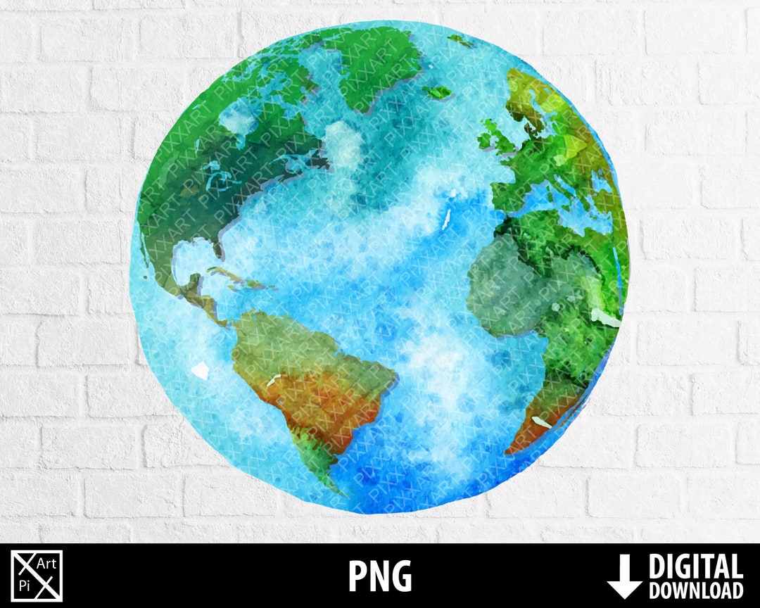 Watercolor World Png, Watercolor Earth Globe Clipart, Travel Clipart ...