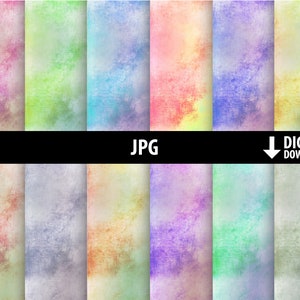Grunge Watercolor Printable Digital Paper, Canvas Water Color Rainbow ...
