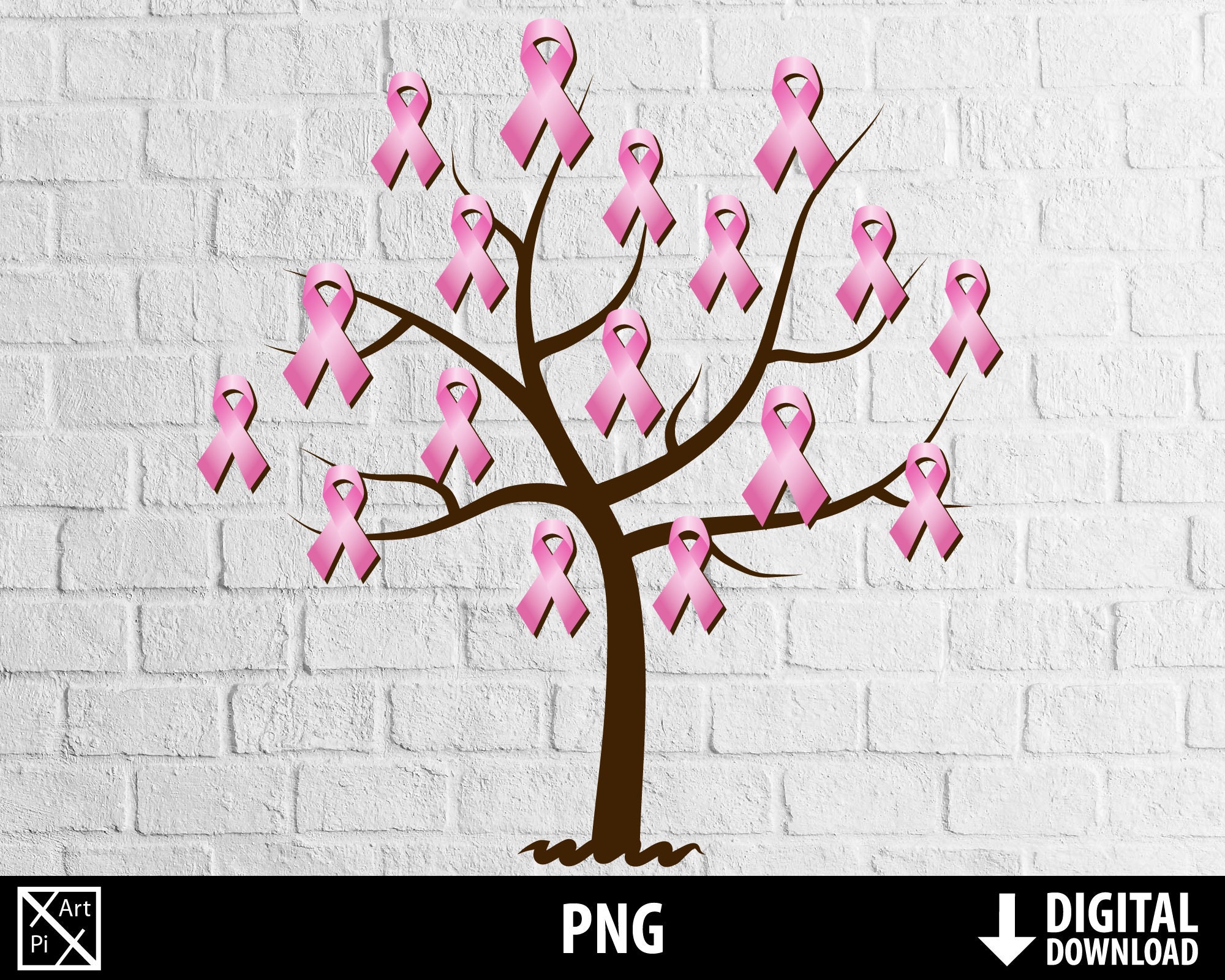 Cancer Ribbon Tree Clip Art