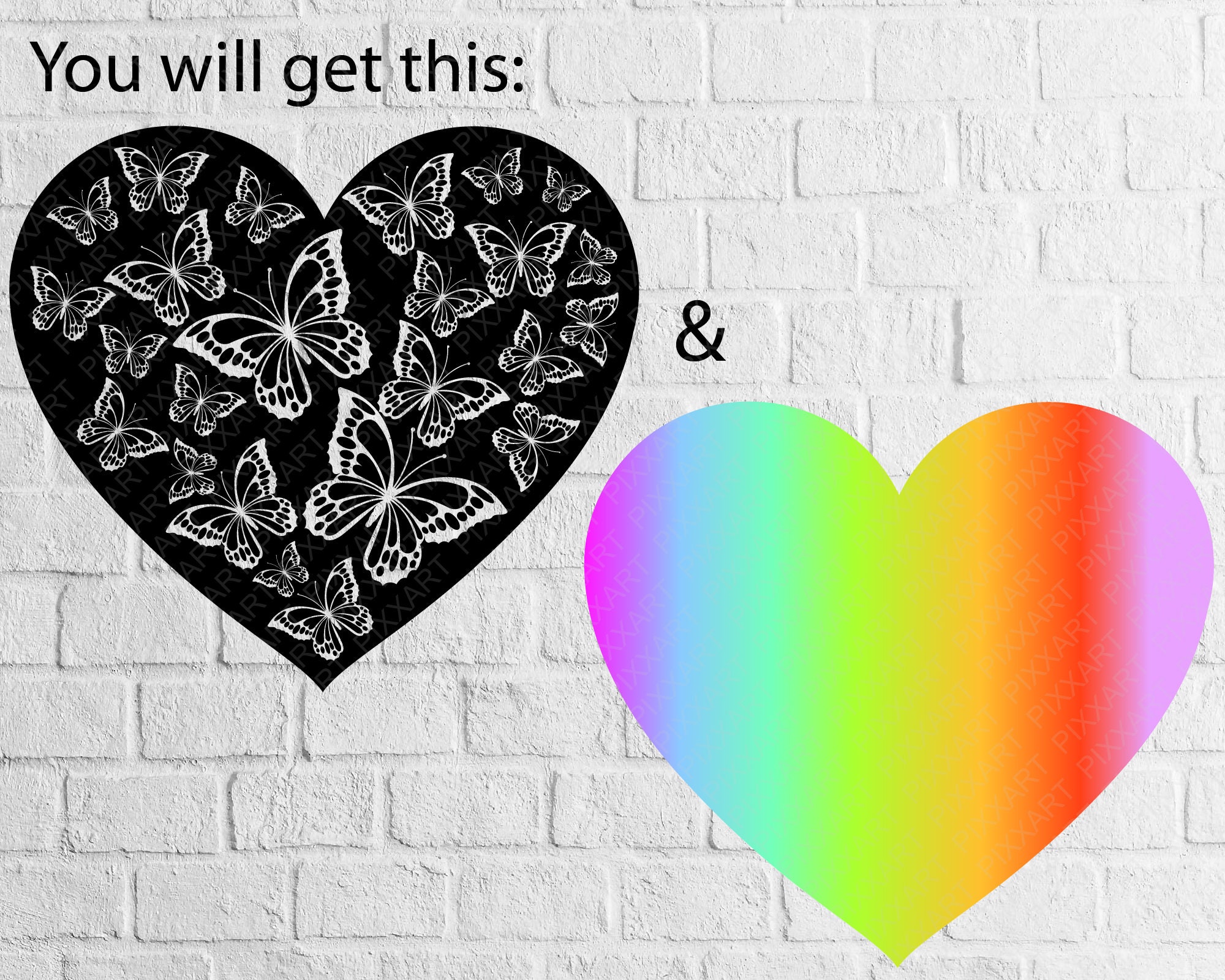 Vlinders svg gelaagde vlinder hart dxf png clipart regenboog | Etsy België