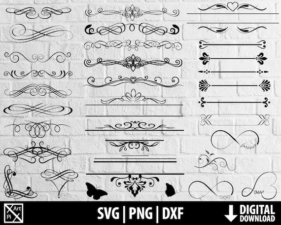 Wedding Invitation Swirls Svg Dxf Png Flourish Decorative | Etsy Australia