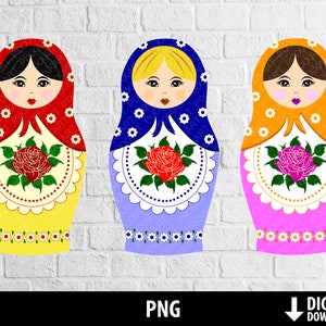 Matryoshka Clipart, Russian Nesting Dolls Png, Babushka, Printable ...