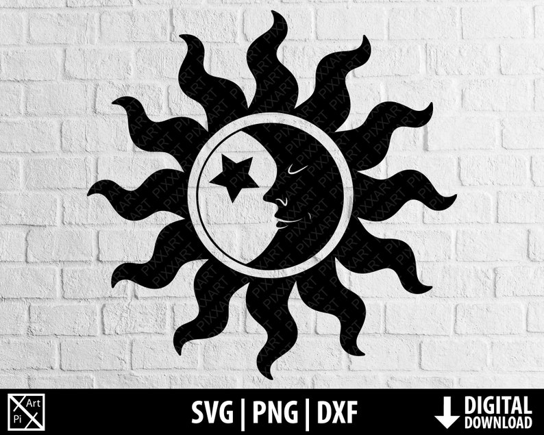Sun Moon Svg Moon Face Dxf Crescent Png Clipart Printable - Etsy