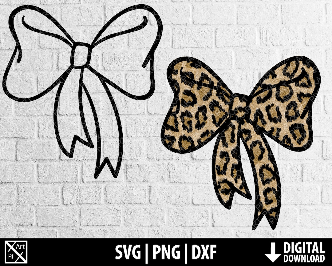 Bow Svg Dxf Png, Leopard Print Bow Clipart, Hand Drawn Doodle Bow ...