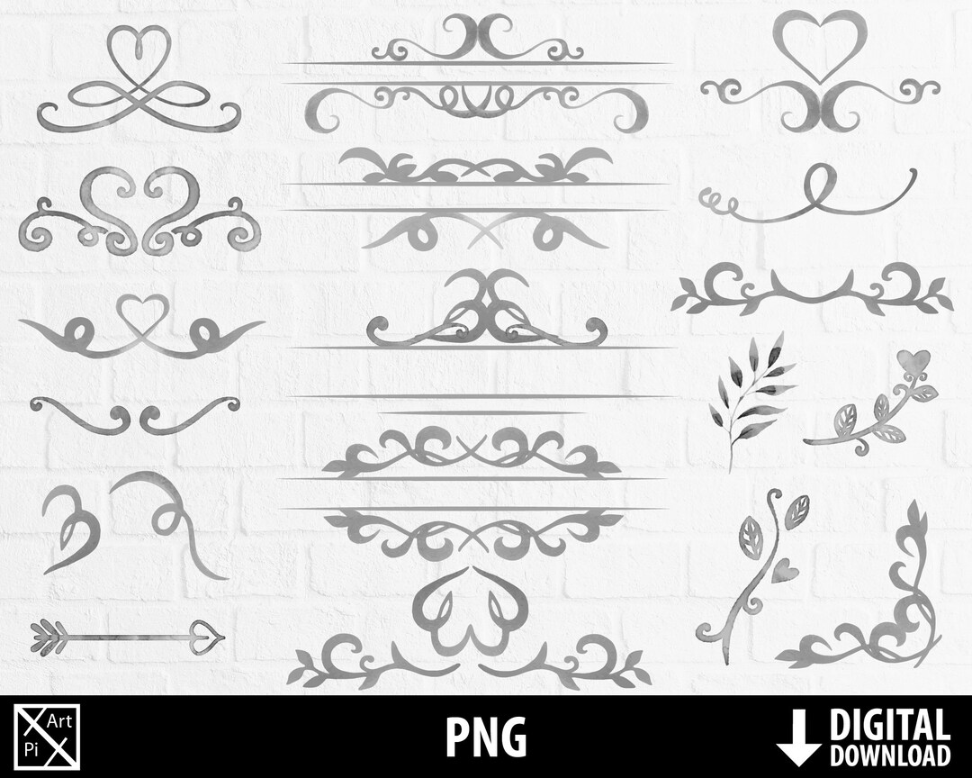 Watercolor Swirls Png Clipart, Printable Calligraphy, Flourish ...