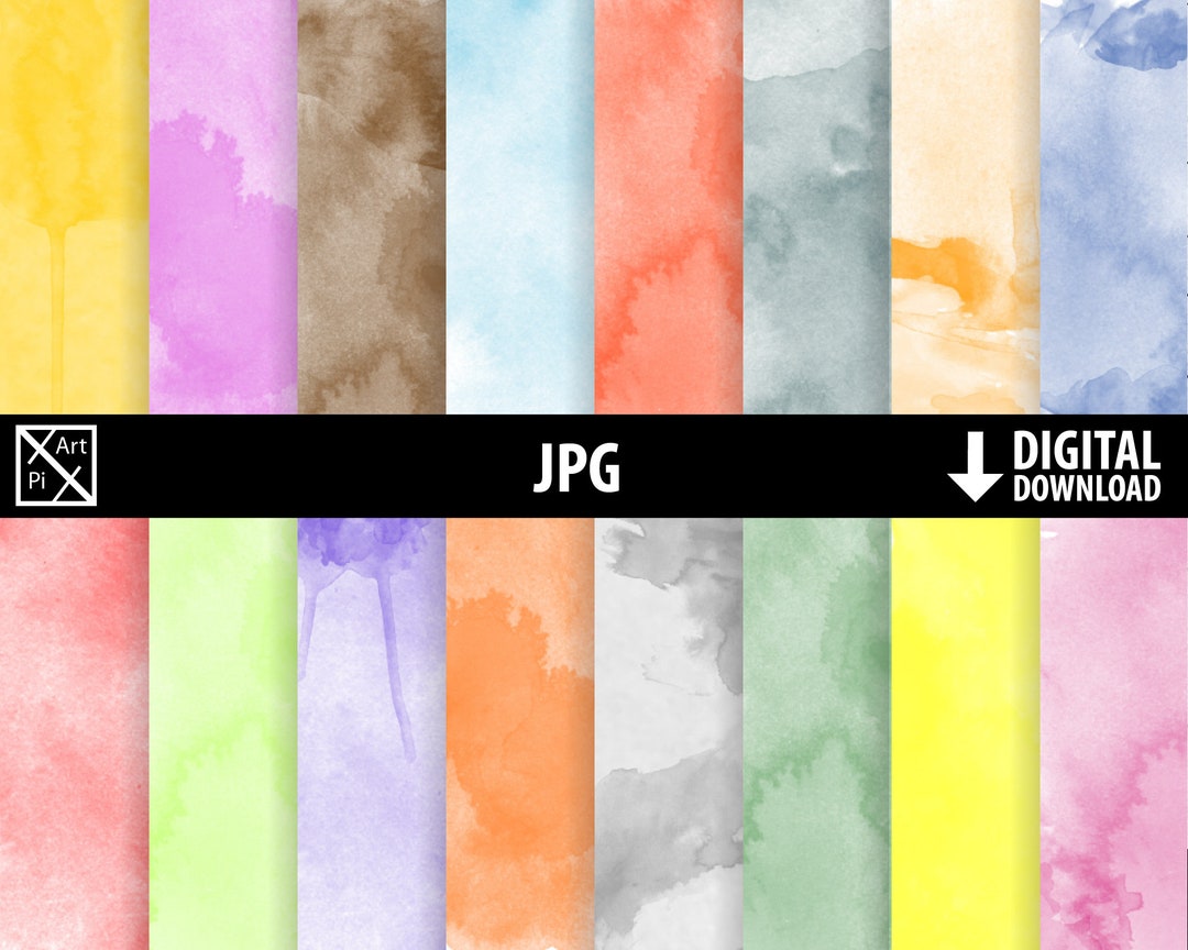 Watercolor Digital Paper, Grunge Water Color Rainbow Paper, Printable ...