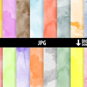 Watercolor Digital Paper, Grunge Water Color Rainbow Paper, Printable ...