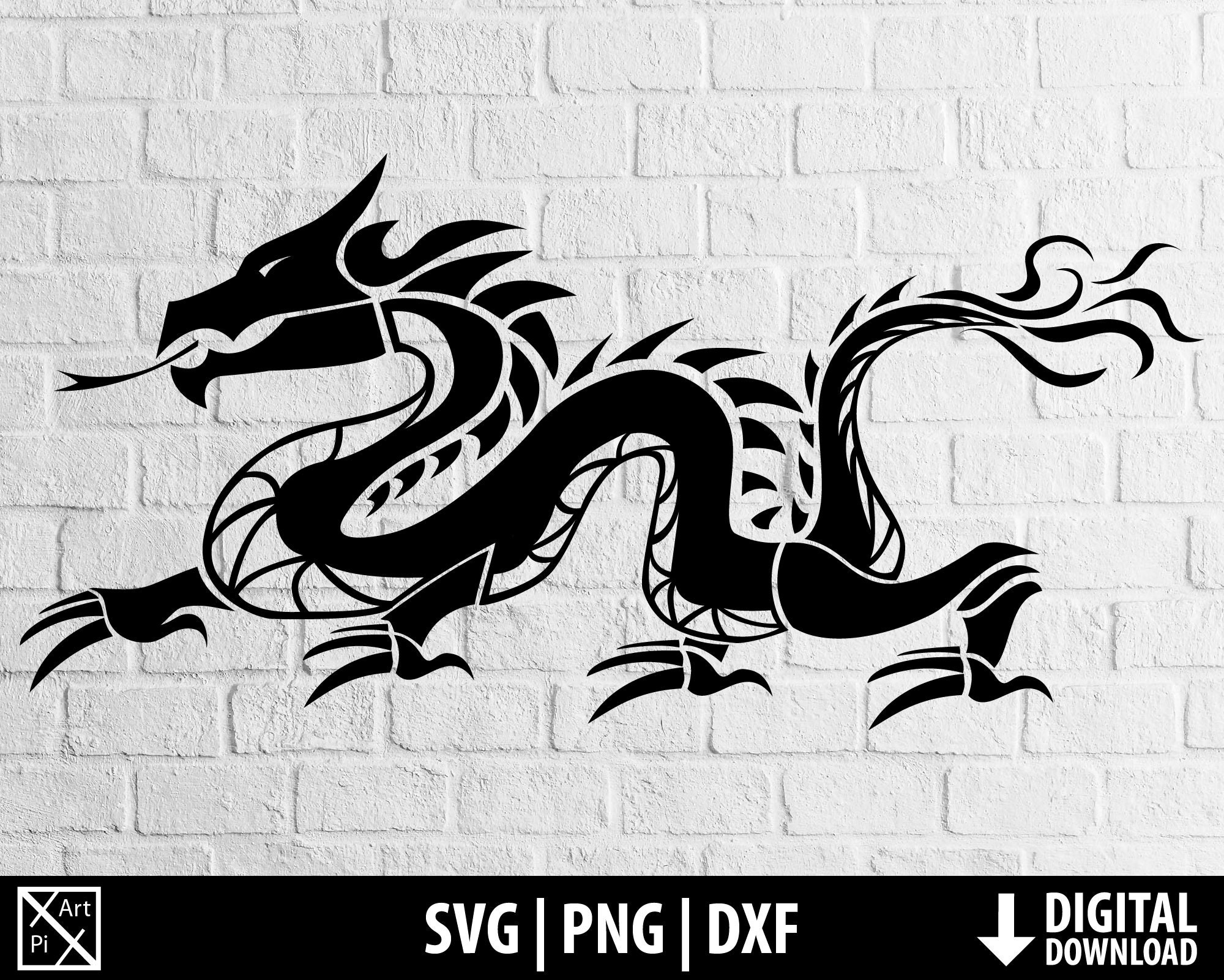 Dragon Svg Png Dxf Chinese Dragon Clipart Printable Cut File - Etsy