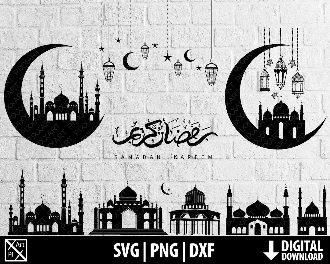 Ramadan Svg Png, Islam Dxf Clipart, Printable Mosque Lantern Silhouette ...