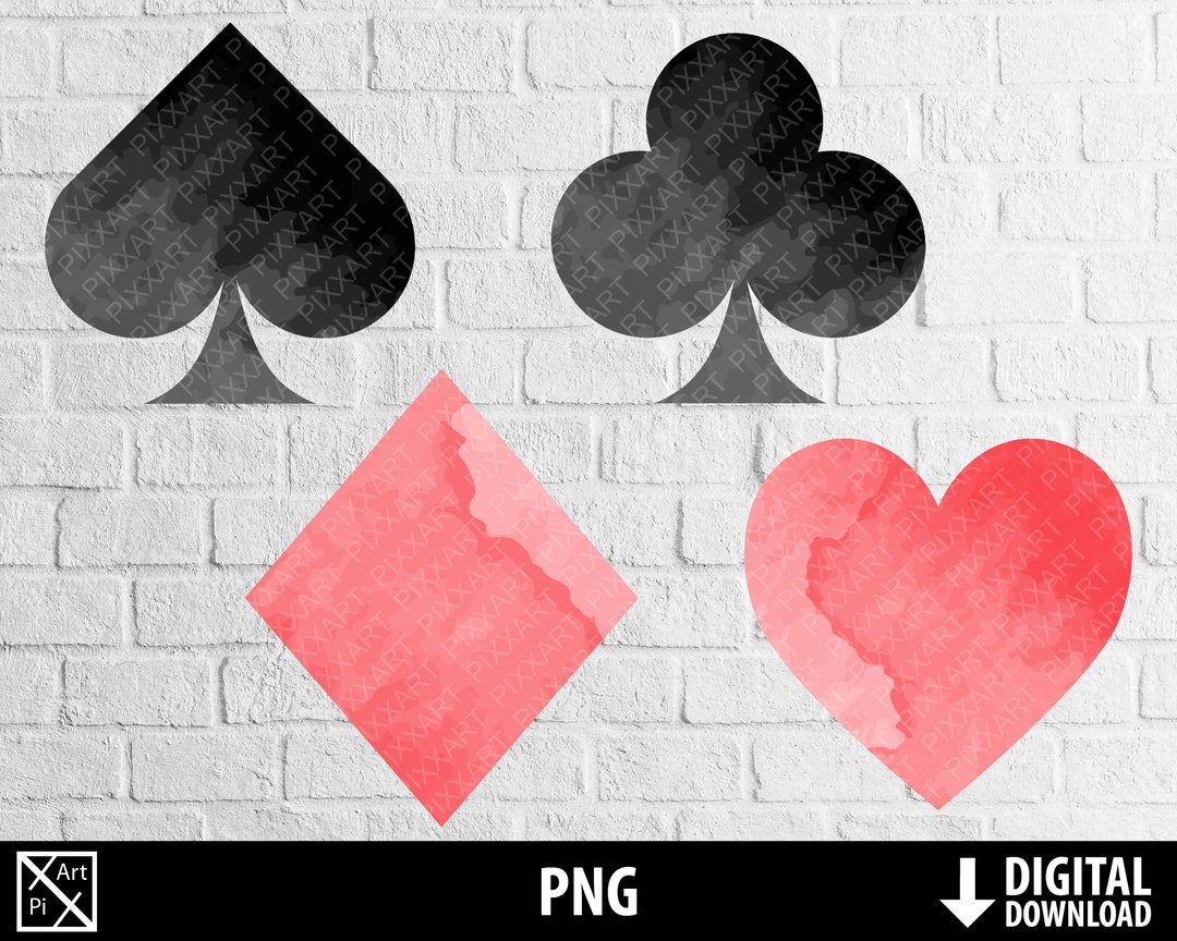 Card Suits Watercolor Png, Playing Cards Clipart, Printable Watercolor ...