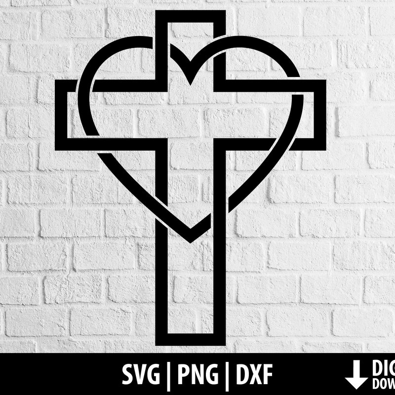 Cross Heart Svg - Etsy
