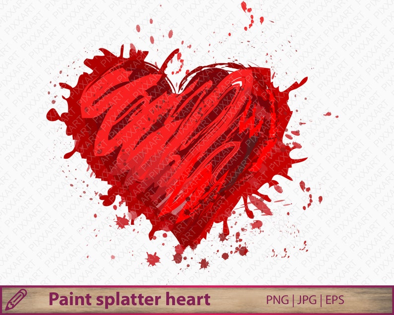 Heart png paint splatter png red grunge heart clipart | Etsy
