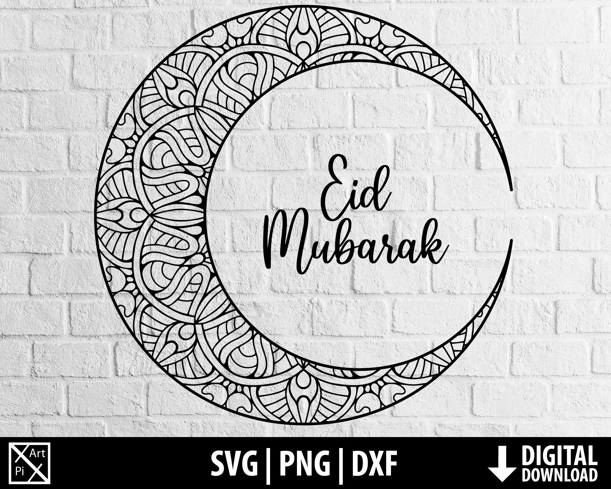 Eid mubarak svg ramadan dxf png moon crescent islamitic | Etsy