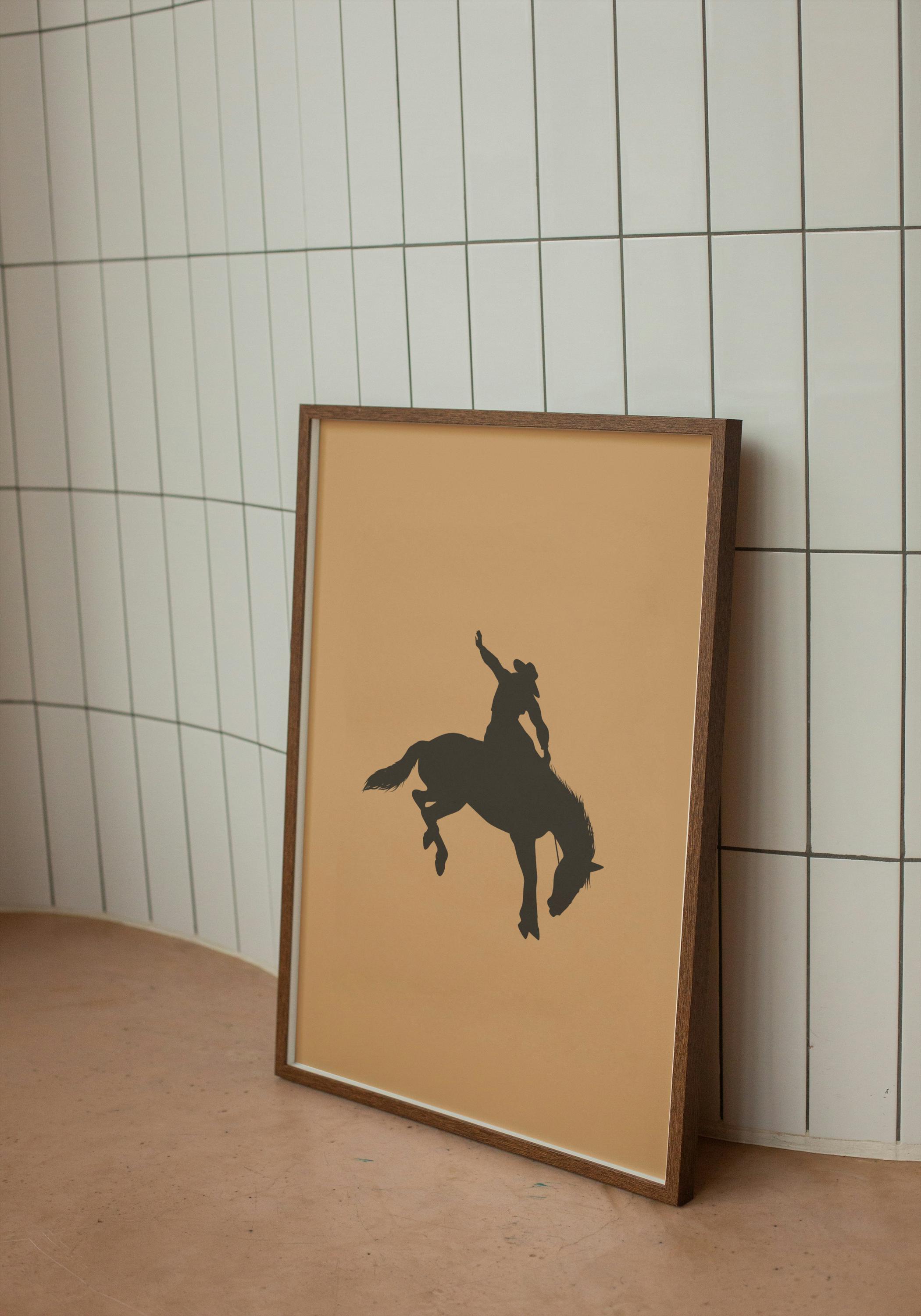 Mid Century Modern Western Cowboy Poster - Etsy
