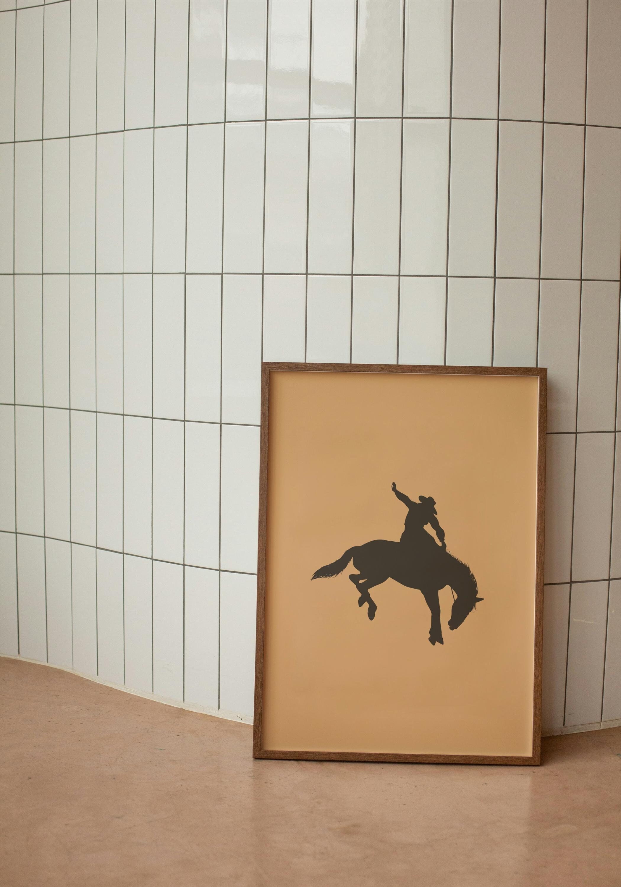 Mid Century Modern Western Cowboy Poster - Etsy