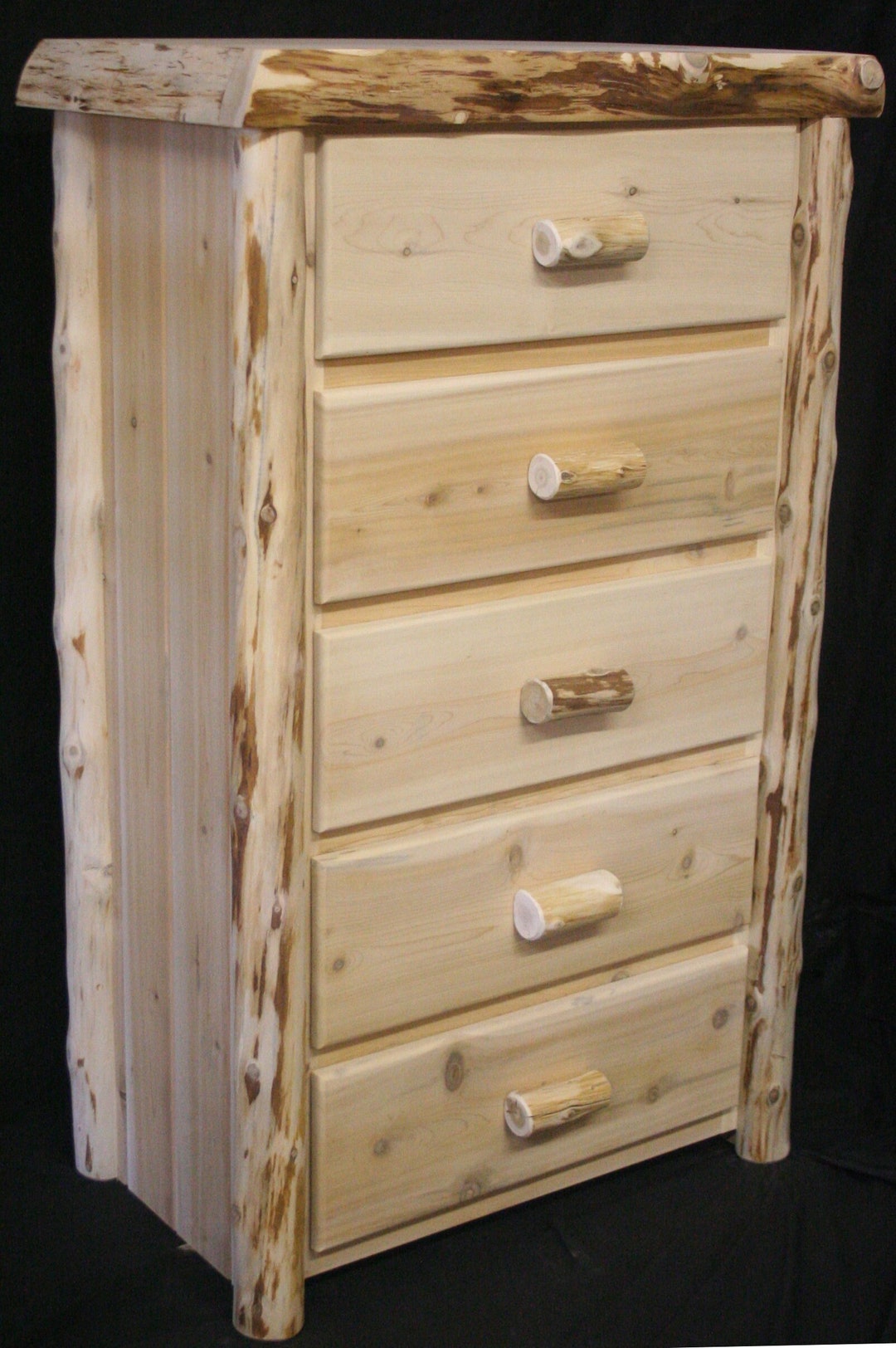 Alpine Hand Peeled Cedar Log 5 Drawer Chest - AHP5DC - Etsy