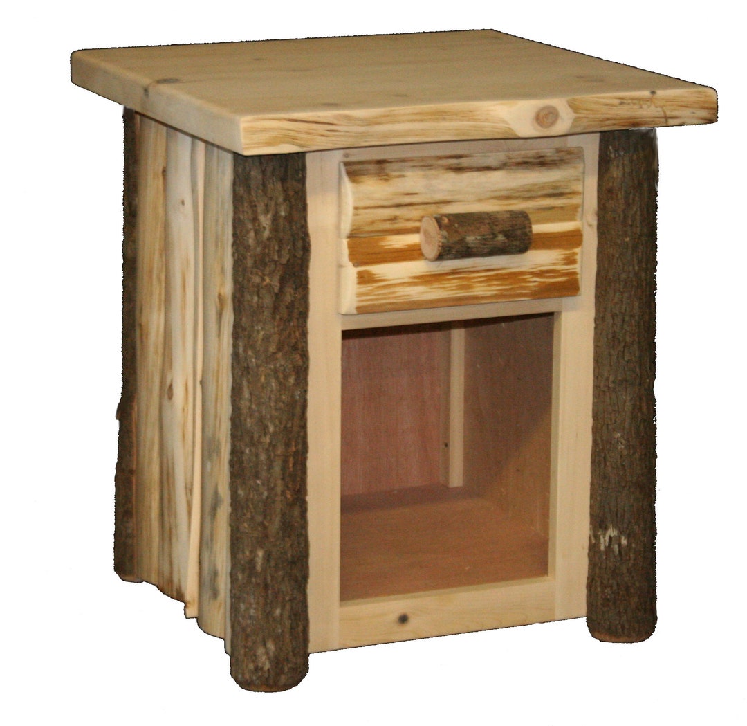 Hickory Hand Peeled Cedar 1 Drawer Night Stand HHP5010 - Etsy