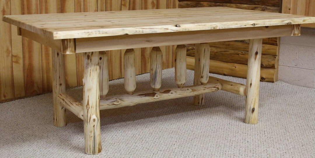 Live Edge Hand Peeled Log Trestle Table 42" X 72" - LE4272-T - Etsy