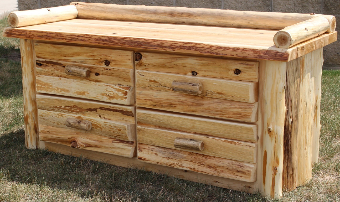Hand Peeled Cedar Log 4 Drawer Deacons Bench CHP5021 - Etsy