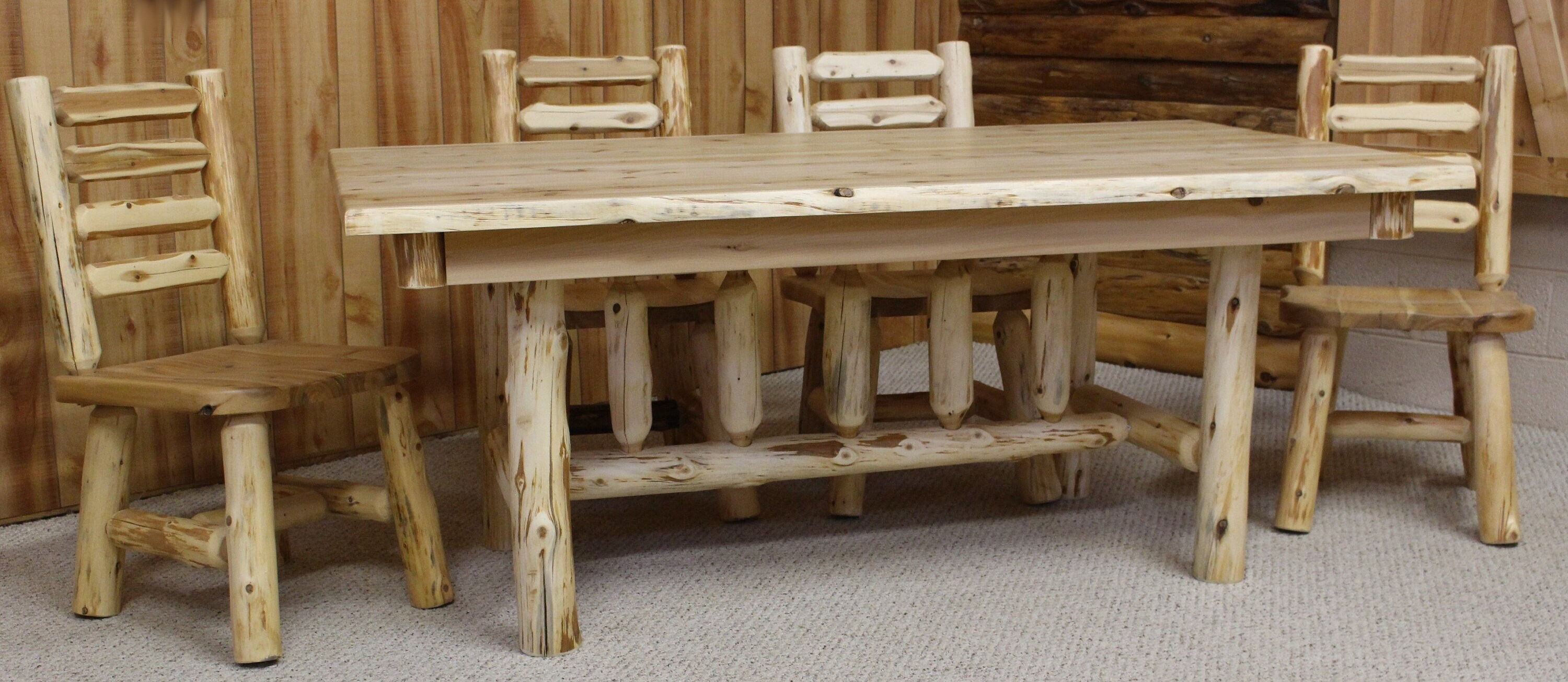 Live Edge Hand Peeled Log Trestle Table 42 X 72 - Etsy