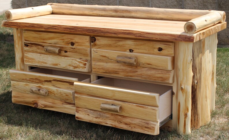 Hand Peeled Cedar Log 4 Drawer Deacons Bench CHP5021 - Etsy