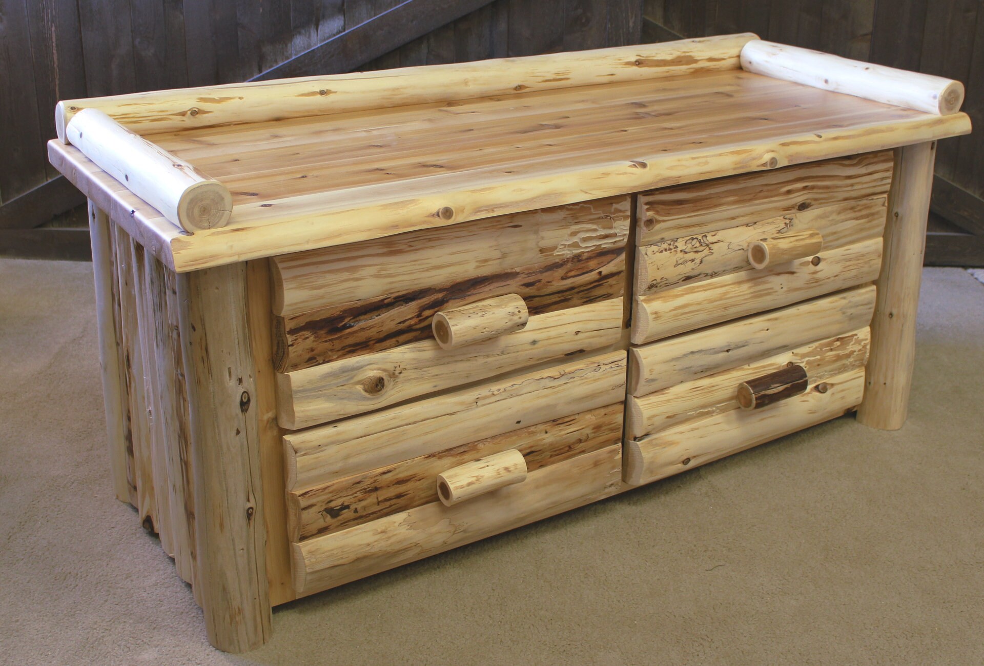 Hand Peeled Cedar Log 4 Drawer Deacons Bench CHP5021 - Etsy