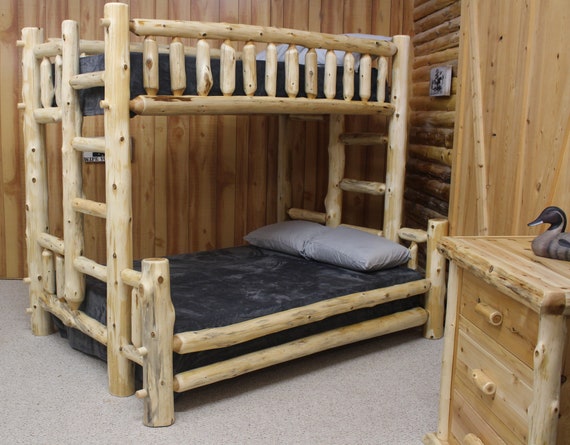 Log bunk beds twin over queen store