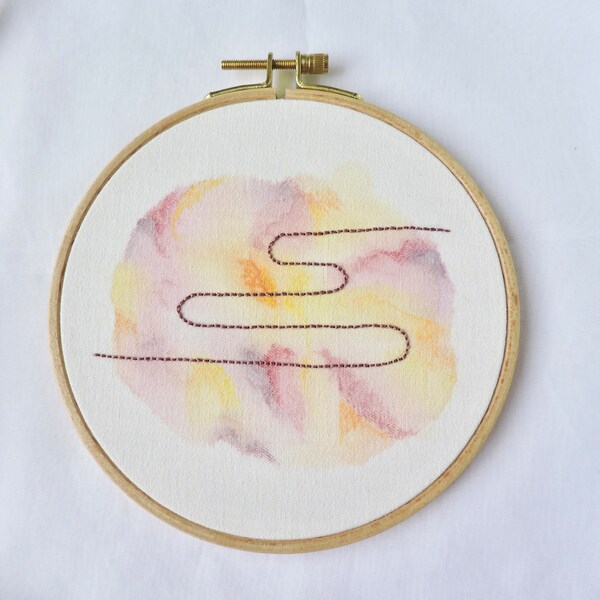 FRAMED Abstract Watercolor Embroidery Art // Improvisation 3 ...
