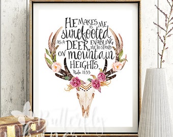 Wall Art Bible Verse Art Deer Printable Scripture Print Decor | Etsy