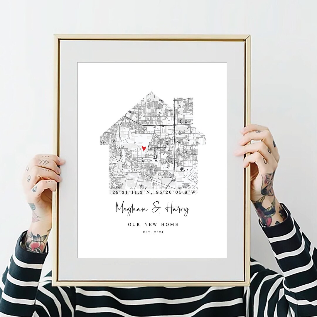 Our New Home Map, New Home Gift, Best Housewarming Gift for Couple, New ...