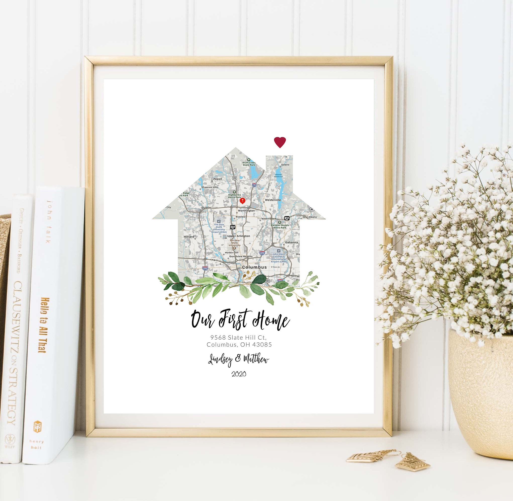 New Home Gift Housewarming Gift for Couple New House Map - Etsy