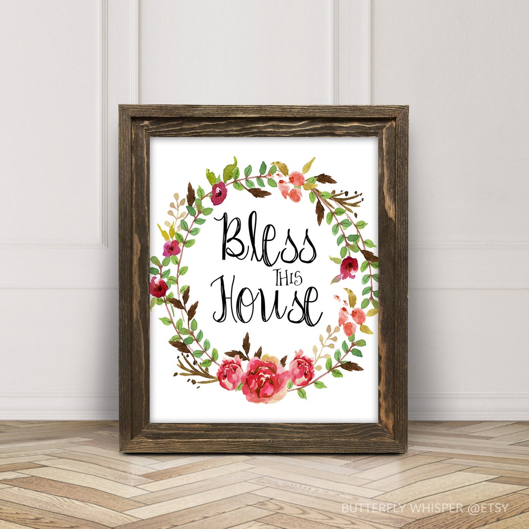 Bless This House Sign, Framed Quotes for the Wall, Canvas Welcome Sign ...
