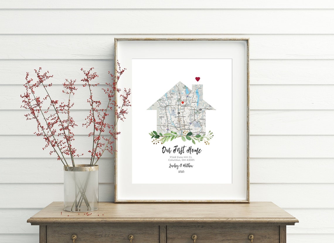 New Home Gift Housewarming Gift for Couple New House Map - Etsy