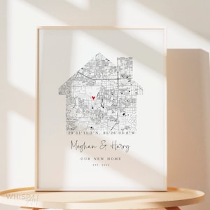 Our New Home Map, New Home Gift, Best Housewarming Gift for Couple, New ...