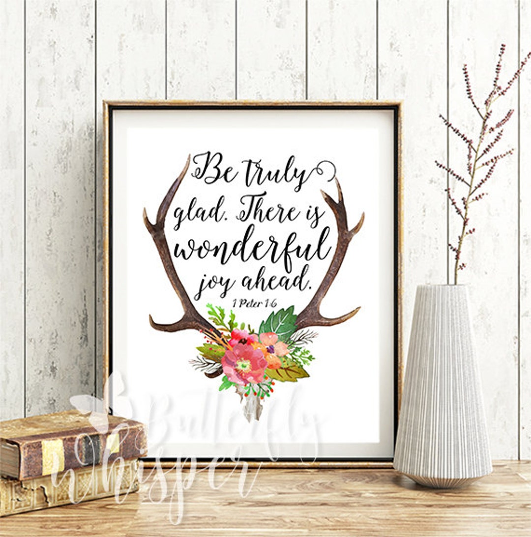 Wall Art Bible Verse Art Deer Printable Scripture Print Decor Peter 1:6 ...