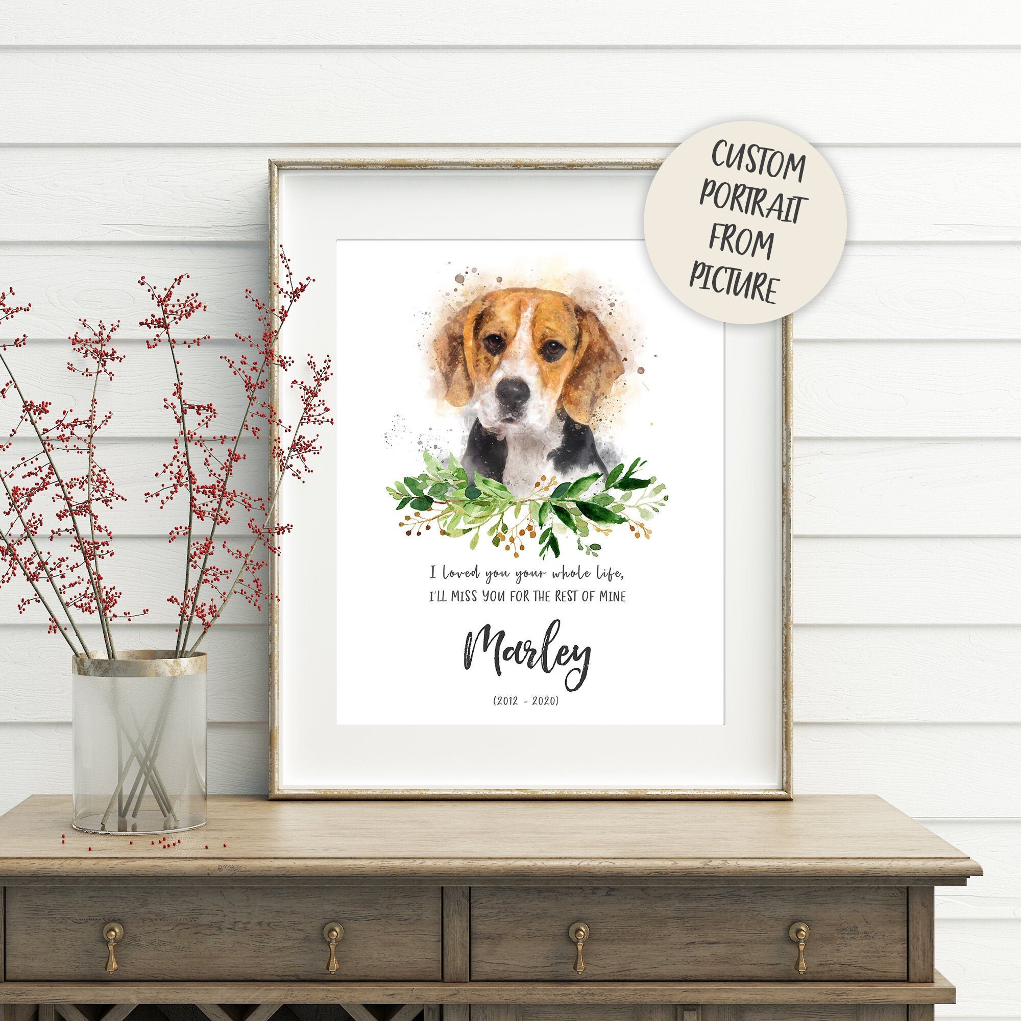 Dog Memorial Gift Custom Dog Portrait Dog Remembrance | Etsy