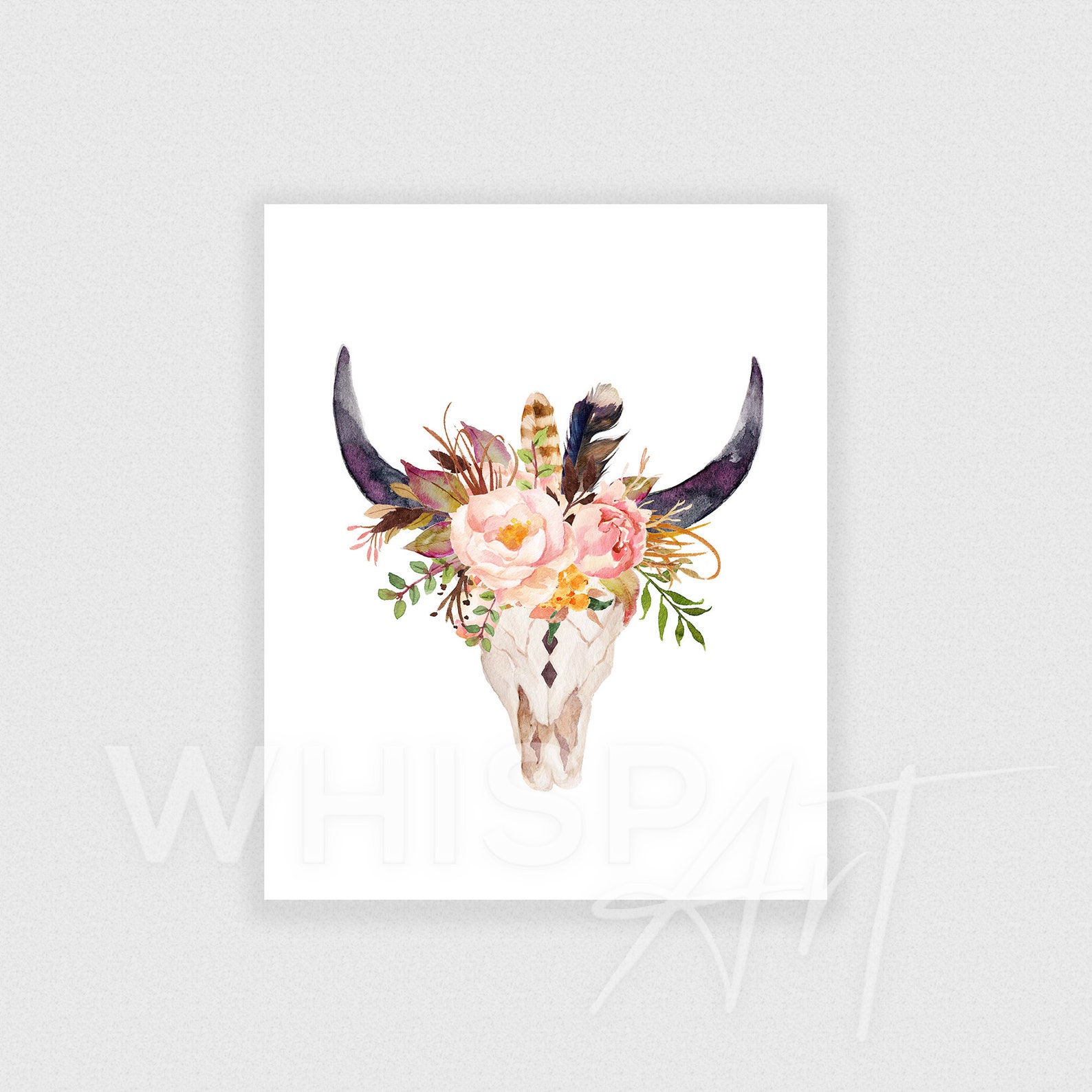 Country Home Decor Bull Skull Art Print Rustic Wall Art - Etsy